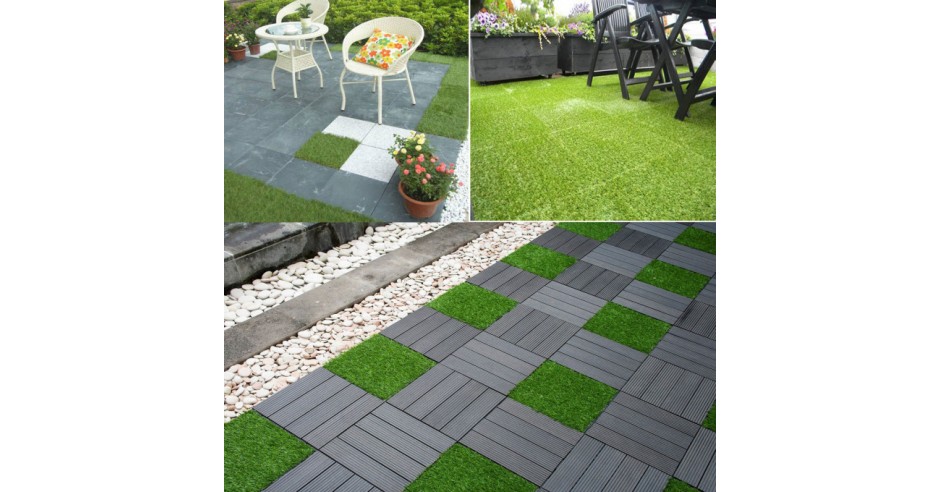 Pardoseala Iarba Artificiala 30x30 cm, 11 buc/pachet (~1m²), Verde ...