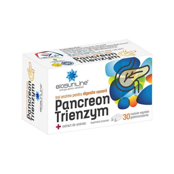 Pancreon Trienzym Enzime Digestive BioSunLine 30 capsule Helcor | Okazii.ro