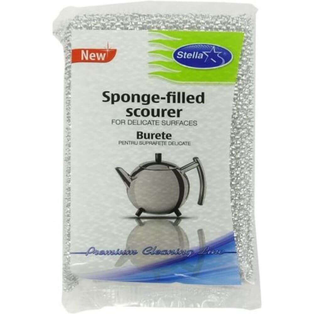 Burete pentru Suprafete Delicate STELLA, Argintiu, Bureti din Inox ...