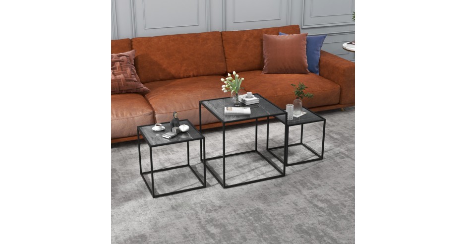 HOMCOM Masute Suprapuse, Set de 3 Masute Suprapuse, Mese Laterale de ...