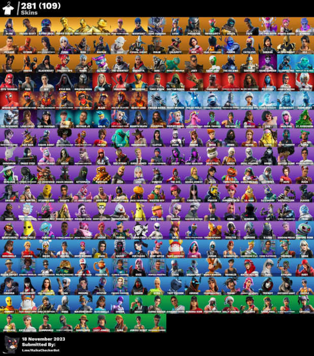 Vand cont de Fortnite og cu 1800 de vb pe cont.( 281 skinuri , travis ...