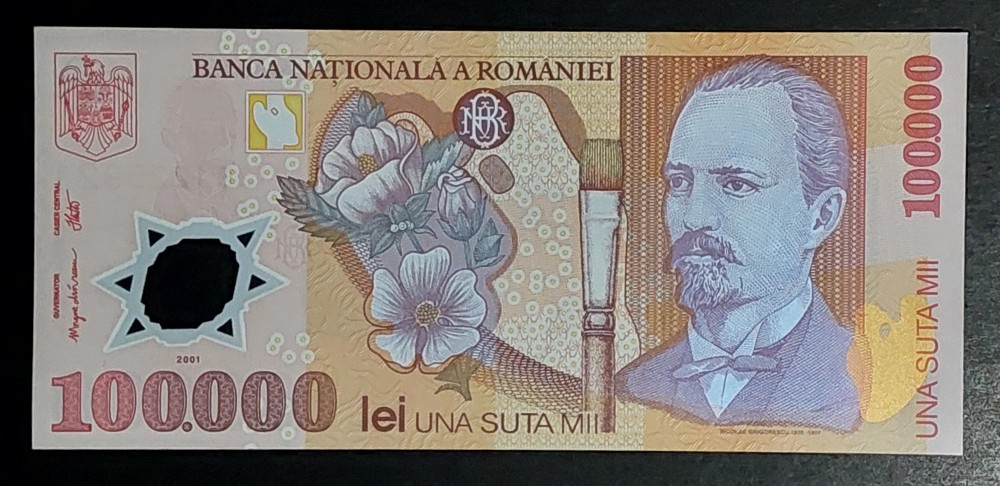 Bancnota Romania 100 000 lei 2001 Polimer UNC | arhiva Okazii.ro