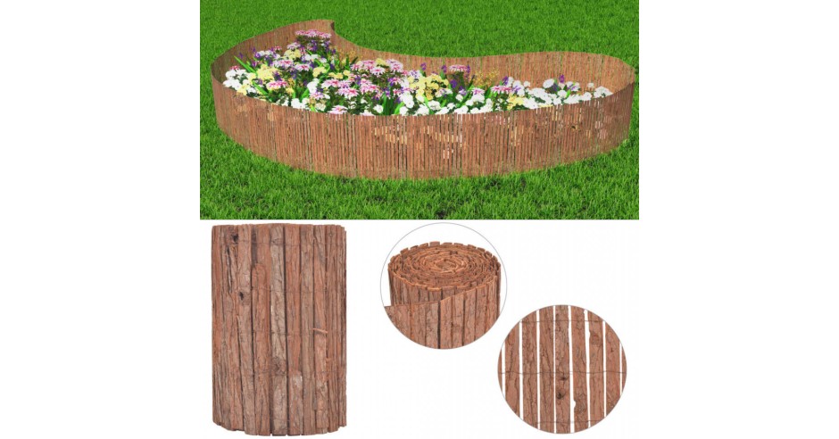 Gard de grădină din scoarță de copac, 1000x50 cm, vidaXL | Okazii.ro