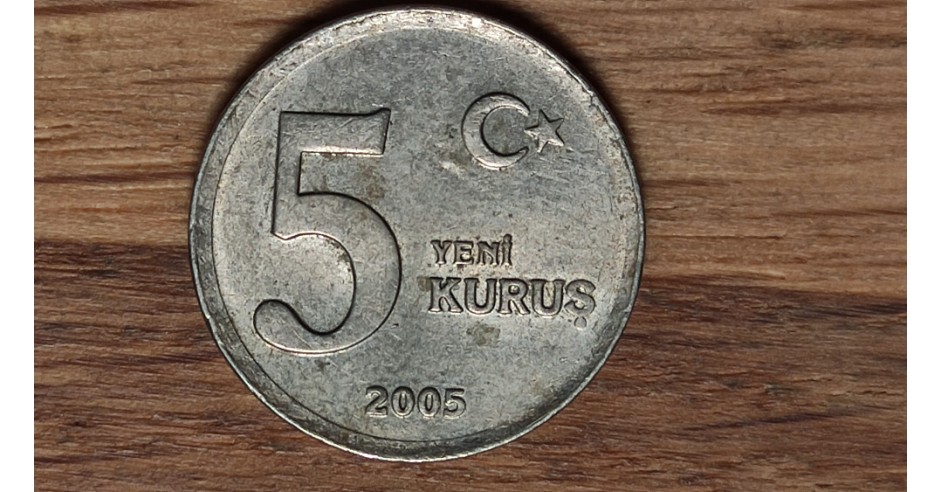 Turcia - moneda de colectie - 5 yeni kurus 2005 - Ataturk | arhiva ...