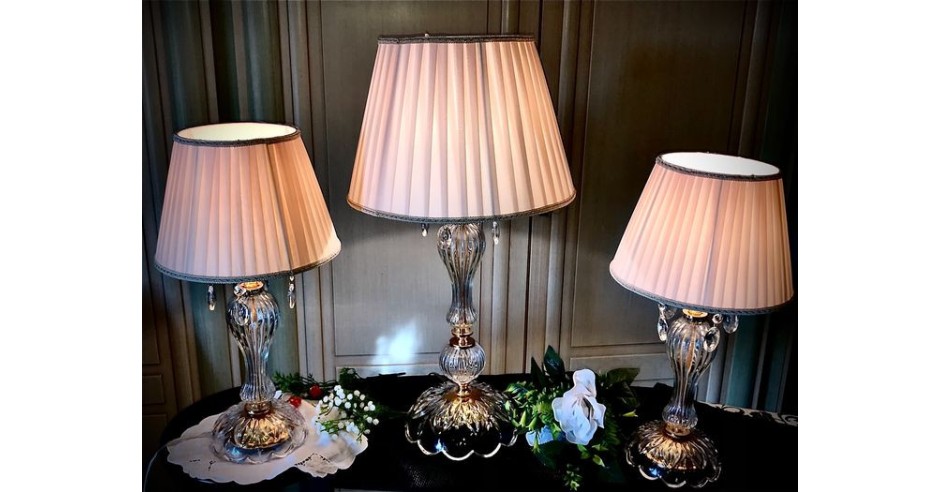 Set veioze ultra lux Art Deco Modernist, cristal, alama, organza ...