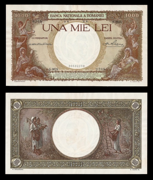 Bancnote România - 1000 lei 1936 -Caro II semiprofil, starea care se ...