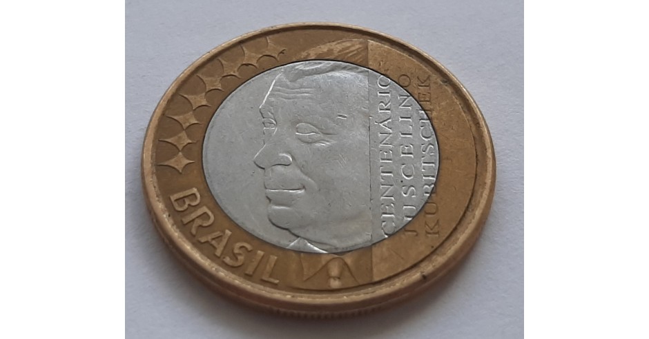 34. Moneda Brazilia 1 real 2002 (100th Birthday President Juscelino ...