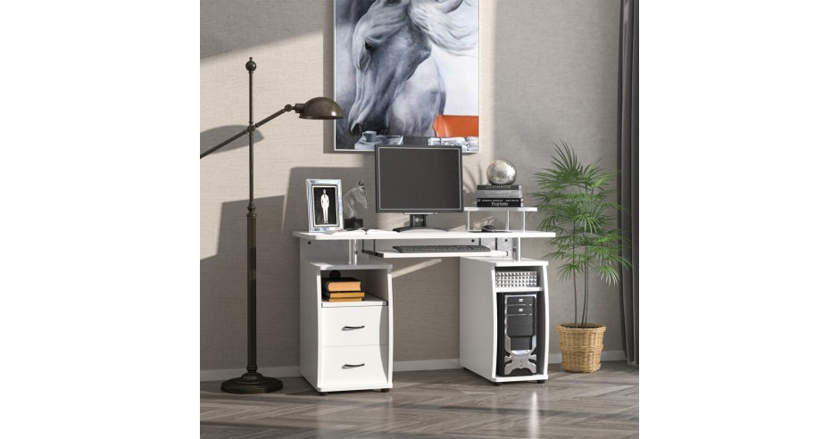 HOMCOM Birou pentru PC din PAL otel cu tastatura raft pentru monitor ...