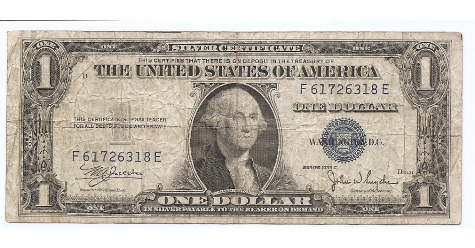 Statele Unite (SUA) 1 Dolar 1935 C - (Silver Certificat - Serie ...