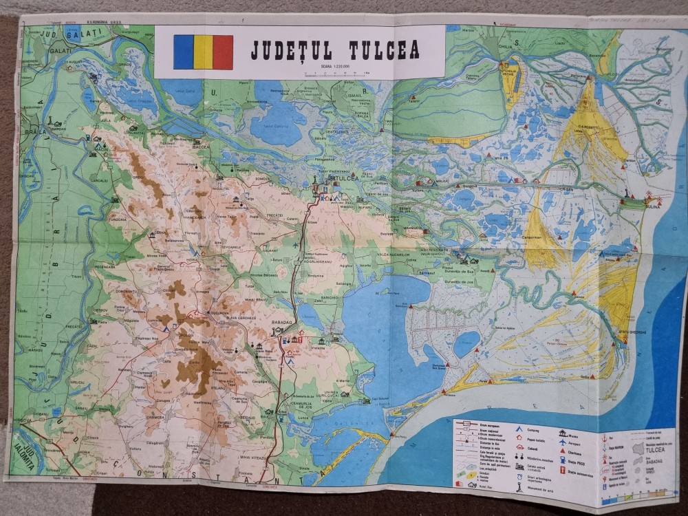 harta orasului si a judetului tulcea - din anii '80 - dimensiuni 67/47 ...
