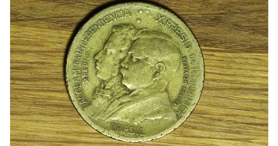 Brazilia - moneda aniversara rara - 1000 reis 1922 - 100 de ani de ...