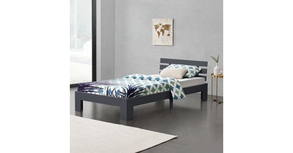 [en.casa]® Rama pat lemn Nivala DG90, 204 x 94 x 68 cm, lemn brad/PAL ...