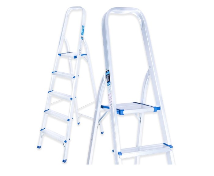 Scara pliabila din aluminiu cu 5 trepte, inaltime de lucru 3 m ...