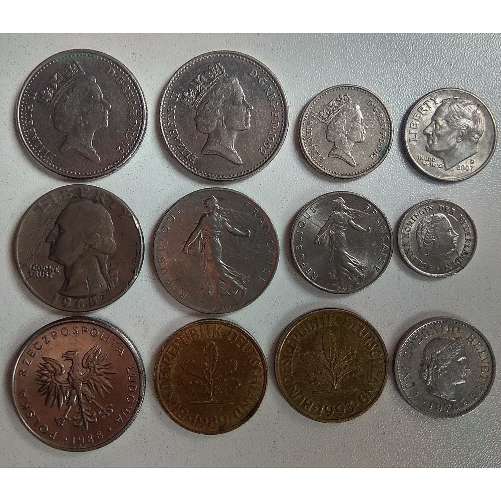 lot monede vechi de colectie numismatica Romania, Franta, Elvetia, UK ...