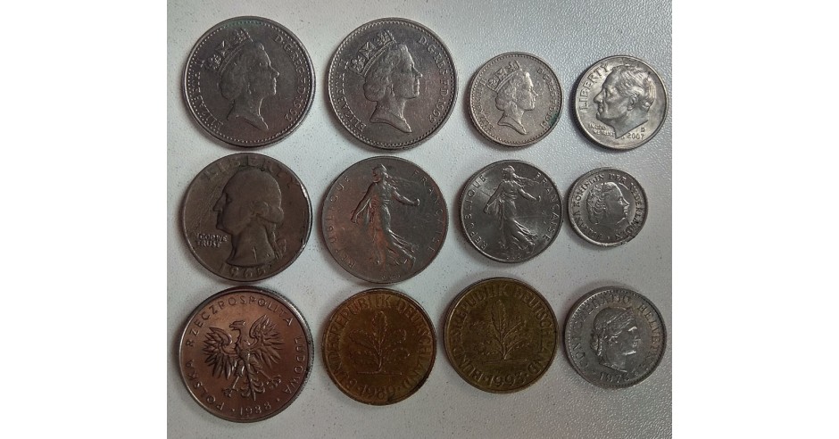 lot monede vechi de colectie numismatica Romania, Franta, Elvetia, UK ...