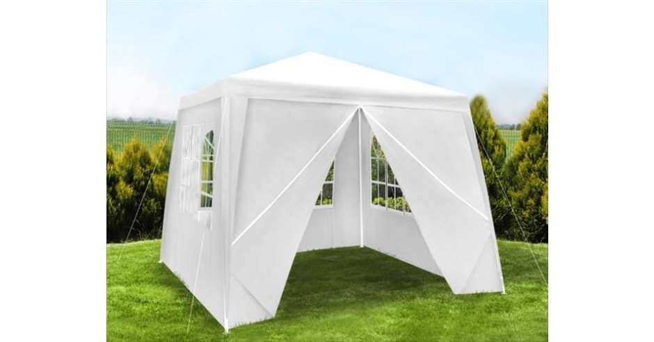 Cort Gradina Pavilion 3x3m Alb cu 4 Pereti Laterali Ferestre ...