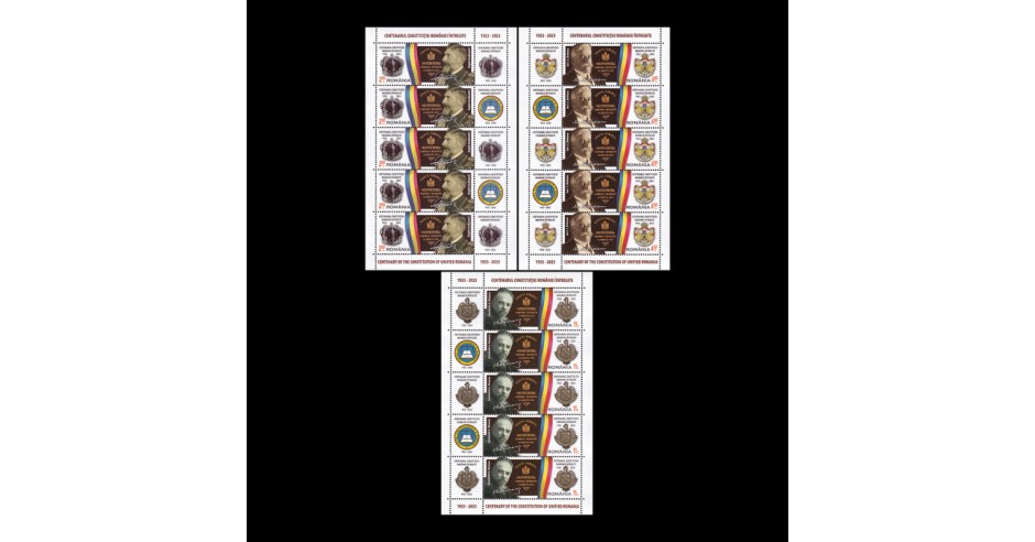 Timbre Romania Centenarul Constitu?iei Romaniei Intregite, minicoli de ...