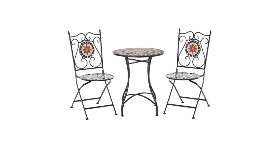 Set de Gradina Outsunny cu 2 Scaune Pliante si 1 Masuta tip Mozaic ...