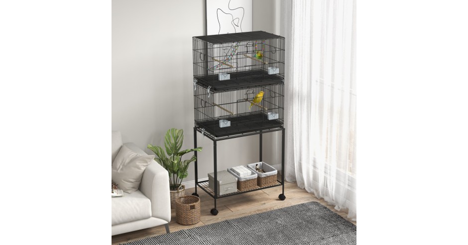 PawHut Cusca Dubla Stivuibila de 164cm pentru Pasari pentru Canari ...