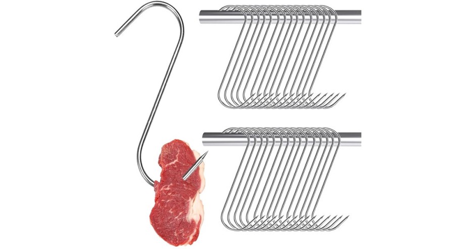 Set 30 Carlige afumatoare carne , macelarie IdeallStore® , 17 cm , inox ...