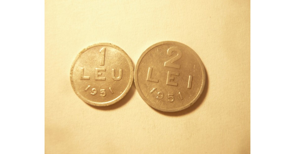 Set 2 Monede 1 lei si 2 lei 1951 RPR aproape necirculate | arhiva Okazii.ro