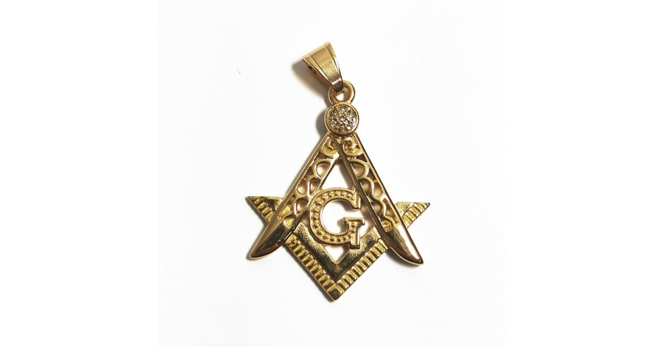 Pandantiv masonic Auriu - Echer si Compas cu Litera G - MM1010 | Okazii.ro