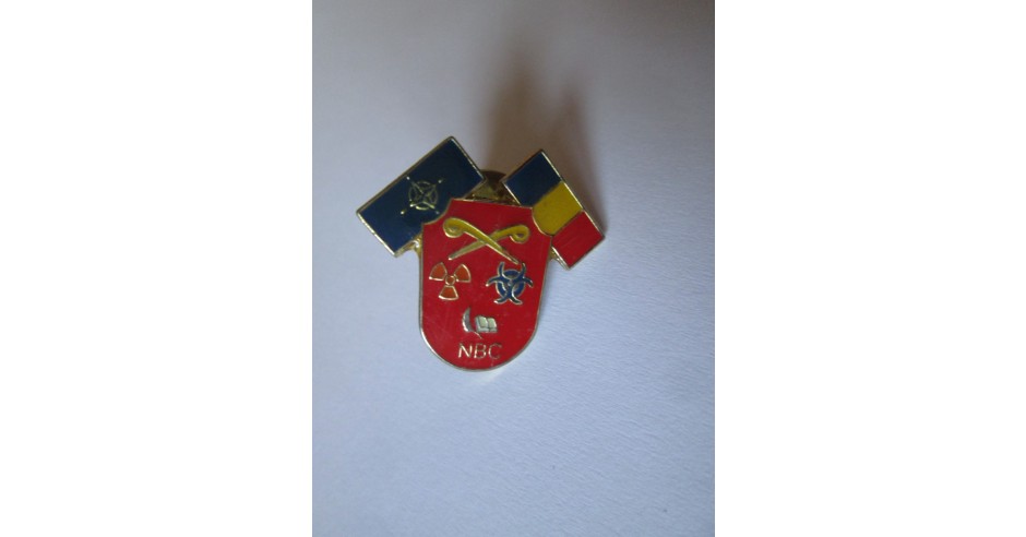Rara! Insigna NATO-Romania NBC(fortele nucleare,biologice și chimice ...