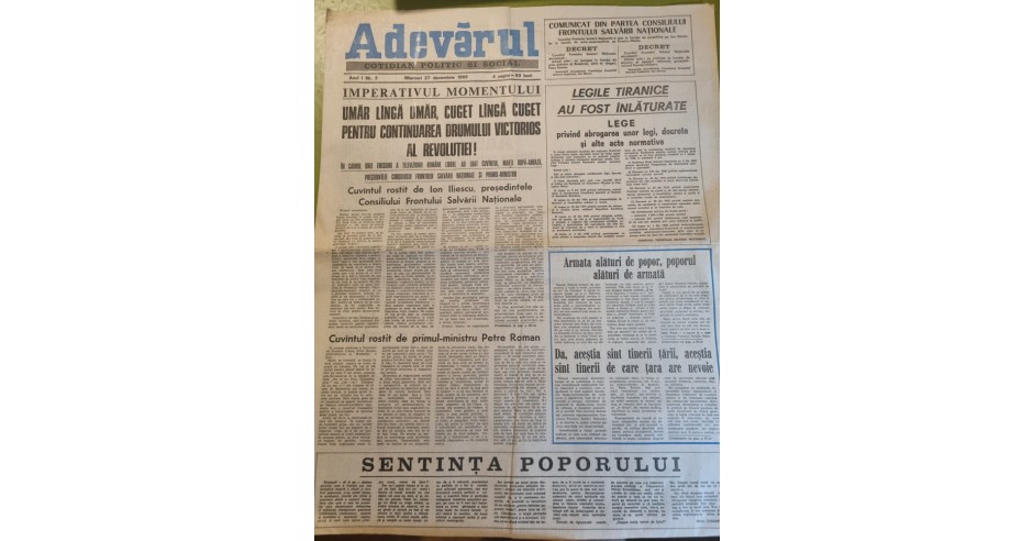 Adevarul 27 decembrie 1989 - revolutia ,procesul si executia sotilor ...