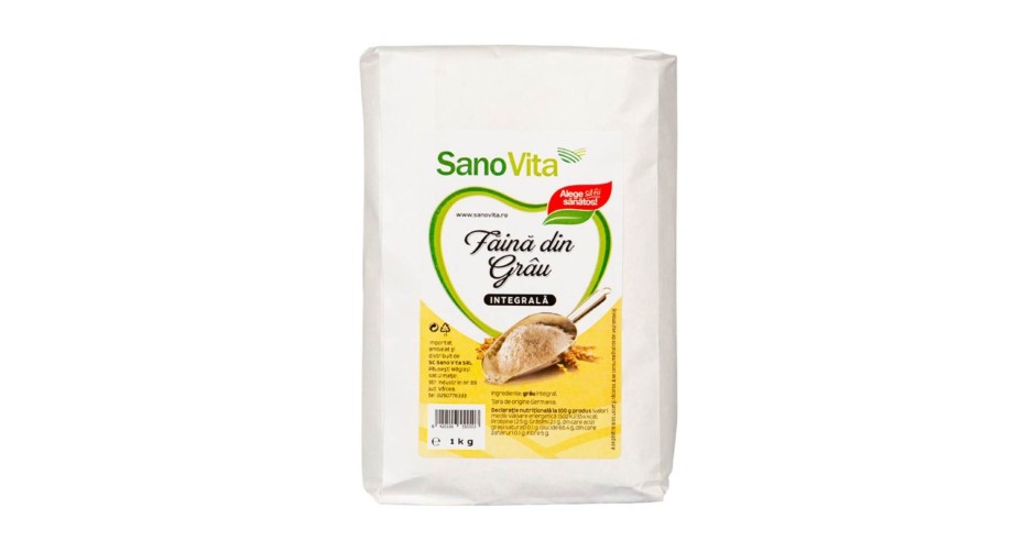 Faina Integrala de Grau Sano Vita, 1 kg, Faina de Grau, Faina Alba ...