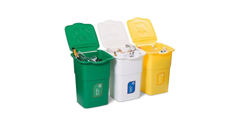 Set 3 recipiente - cosuri - pentru reciclare selectiva capacitate 50 ...