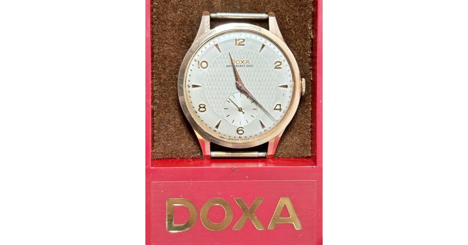 Ceas din aur elve?ian vintage Doxa Antimagnetique cal.942 in cutie ...