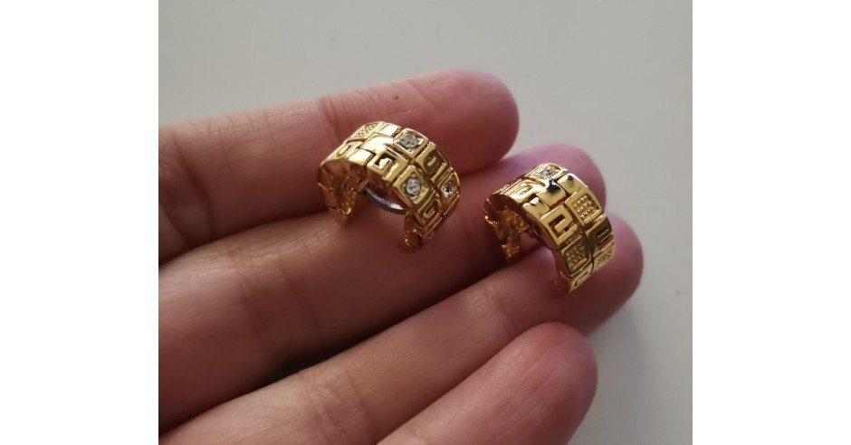 Cercei rotunzi VERSACE -inox placati cu aur galben swarovski | arhiva ...