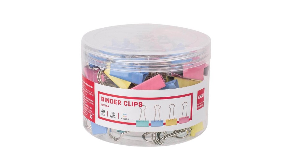Set 48 Clipsuri Hartie Deli, 25mm, Culori Diverse, Set Clipsuri Hartie ...