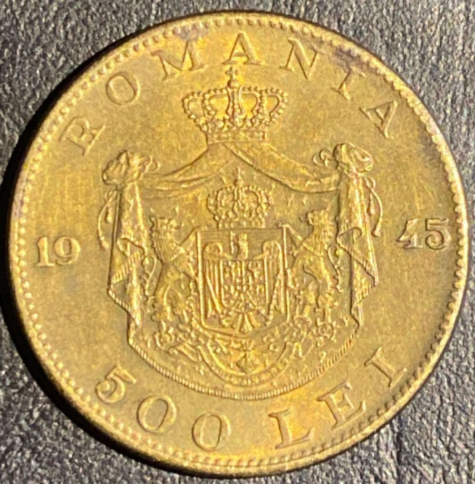 ROMANIA 500 LEI 1945 BRONZ / MONEDA DIN IMAGINI.. | Okazii.ro
