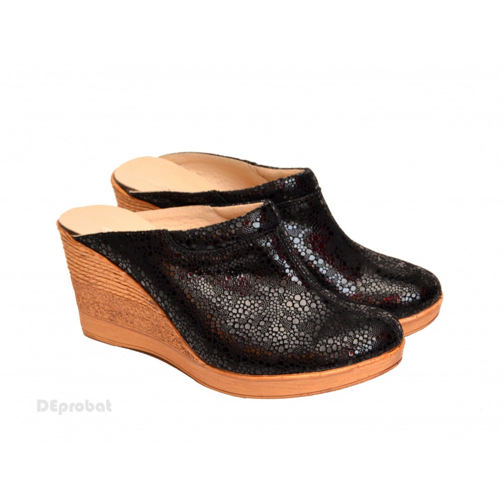 Saboti dama piele naturala Negri lucrati manual cod SB32, 35 - 40 ...