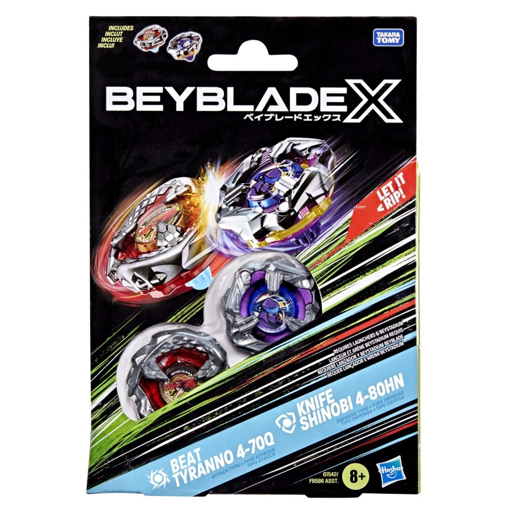 BEYBLADE X PACHET DUO BEAT TYRANNO 4-70Q SI KNIFE SHINOBI 4-80HN ...