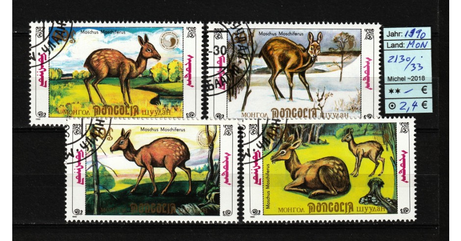 Timbre Mongolia, 1990 | Caprioara siberiana - Animale | Serie completa ...