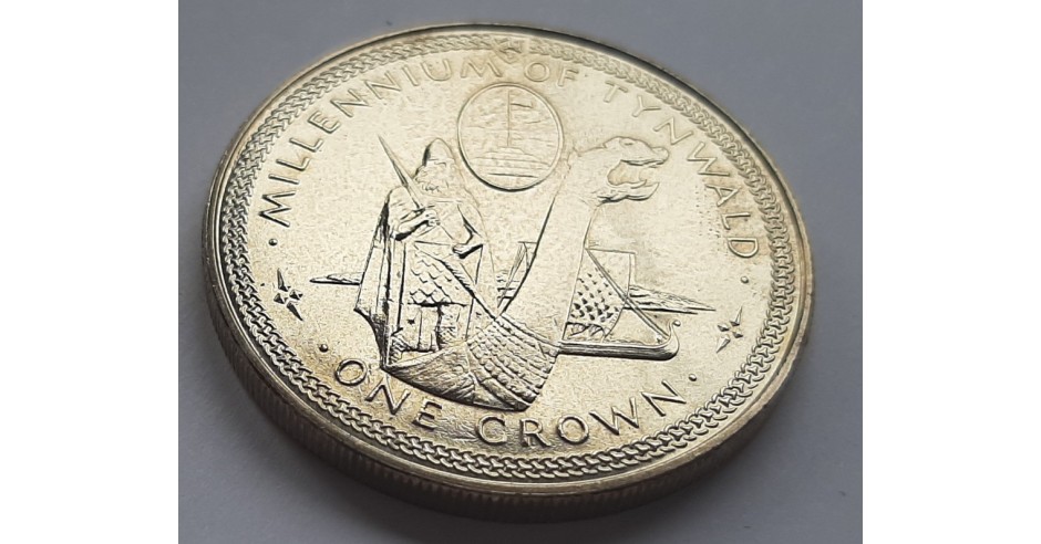 331. Moneda Insulele Man 1 crown 1979 (Millennium of Tynwald - Viking ...