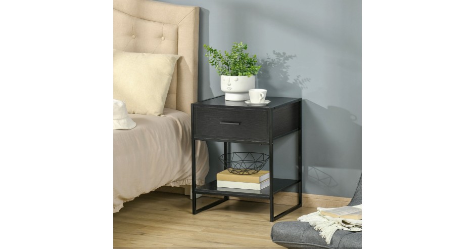 Noptiera moderna HOMCOM, dulap de noptiera cu raft cu sertar, dulap de ...