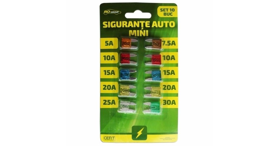 Set 10 sigurante auto mini RoGroup, 12 V | arhiva Okazii.ro