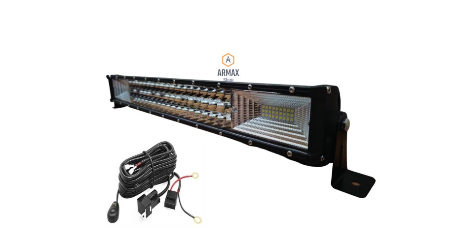 55cm 324w Set Proiector Led Bar Armax Drept 12v - 24v + Kit Cablaj cu ...