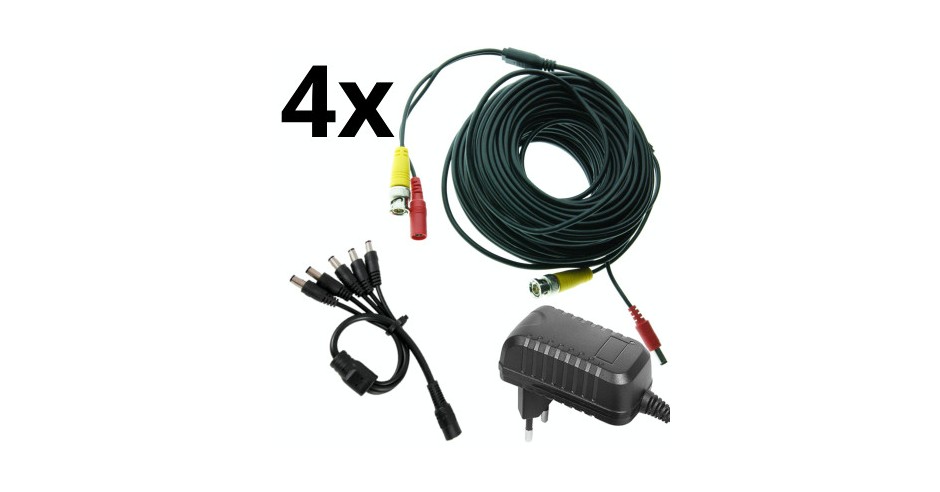 Kit alimentare si semnal pentru 4 camere - cablu 30m si alimentator 5A | arhiva Okazii.ro