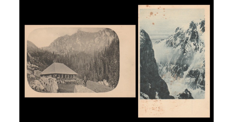 1917-1920 Cabane Bucegi SKV - MALAIESTI, 2 ilustrate, stampila rara de ...