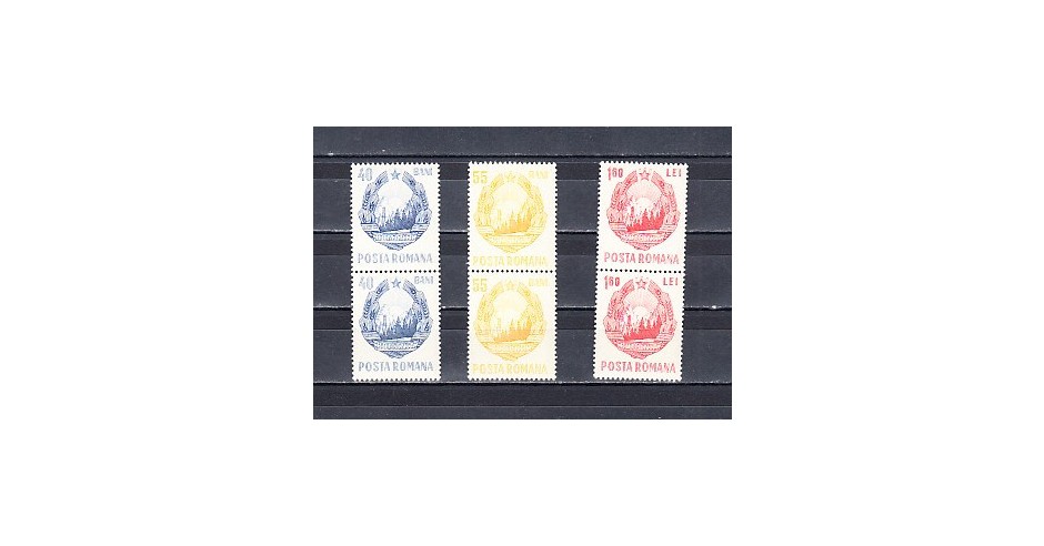 M1 TX5 5 - 1967 - Stema RSR - uzuale - perechi de cate doua timbre ...