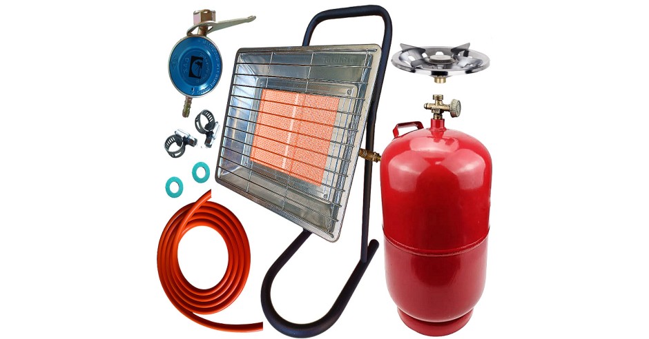 Set incalzitor gaz cu suport, arzator butelie, radiator, ceramic, 3500 ...