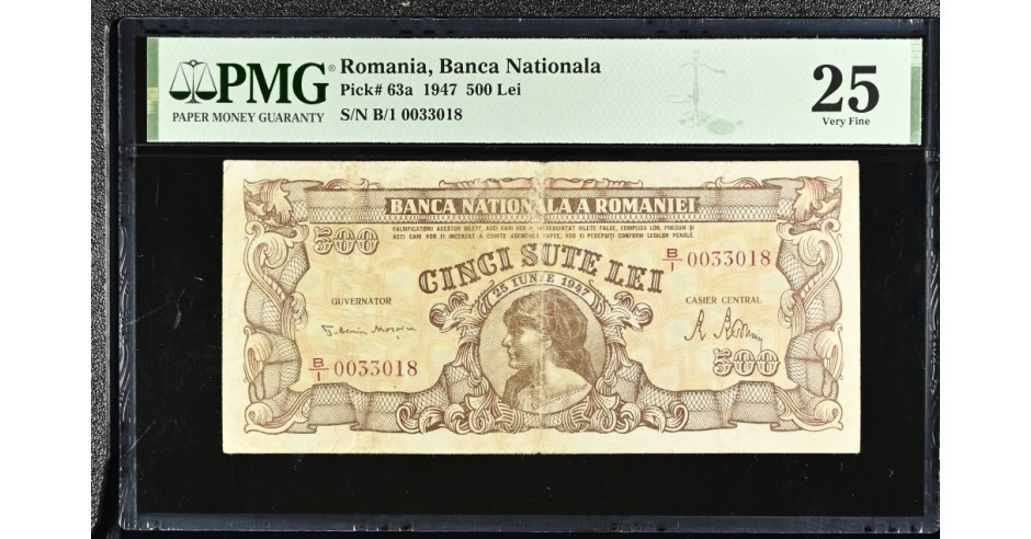 Bancnota veche 500 lei 1947, cosa?ul, cosas, rara , autentificata de ...
