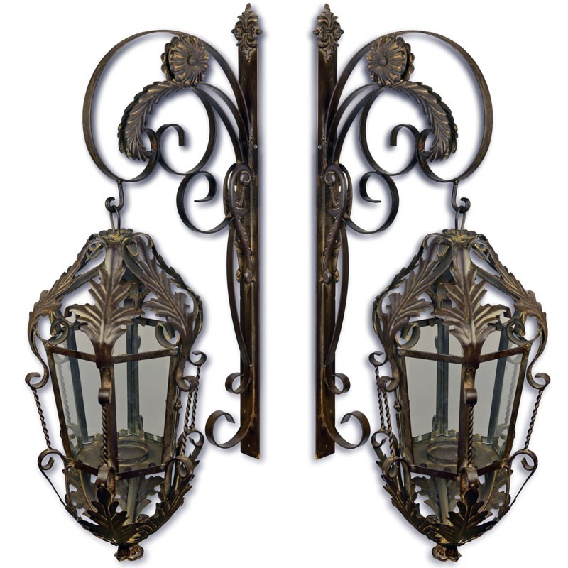Set doua felinare Art Nouveau din alama masiva aurie RZ95-Paar | arhiva ...