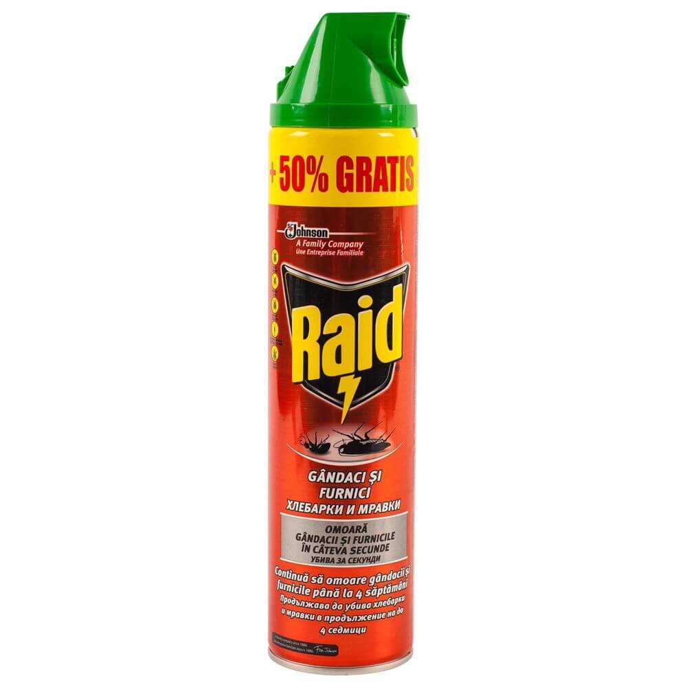 Spray Anti Insecte Raid, 600 ml, Insecticid, Ideal pentru Gandaci si ...