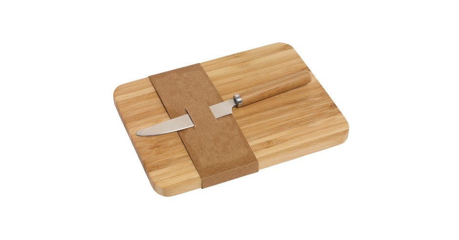 Set tocator si cutit, 20x15x1.2 cm, Everestus, TB02, bambus, otel ...