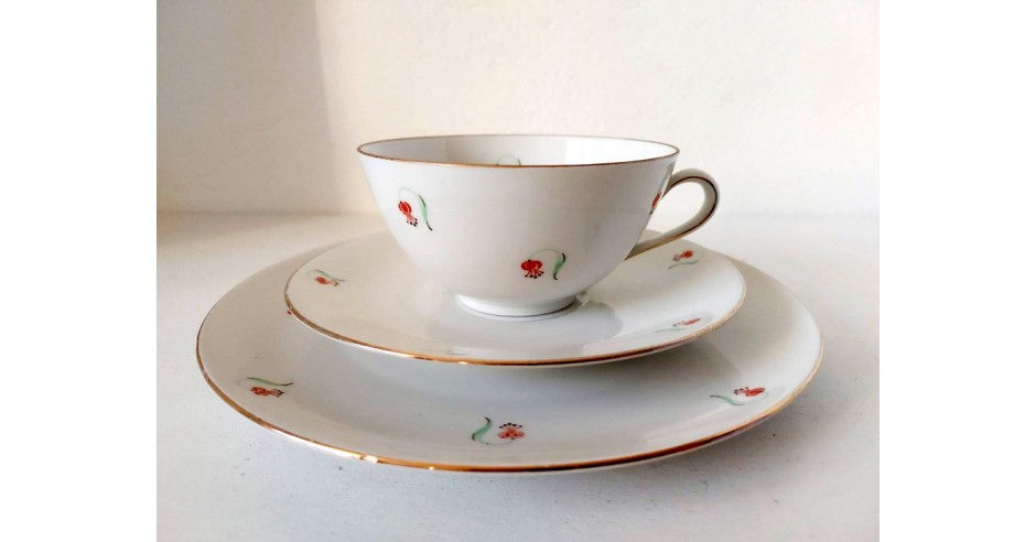 Set mic dejun portelan Seltmann-Weiden Bavaria, ceasca + 2 farfurii ...